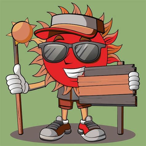 Una Caricatura De Un Sol Con Gafas De Sol Y Un Sombrero De Sol Vector