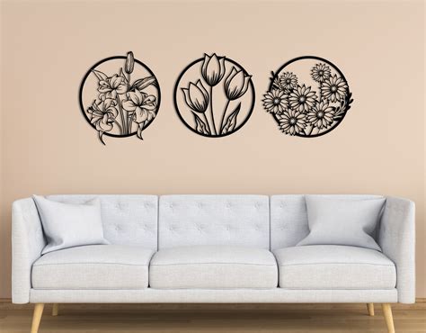 Декоративне панно на стіну з дерева Upwood Decor Квіти Flowers 31 х 90 см Black фото відгуки