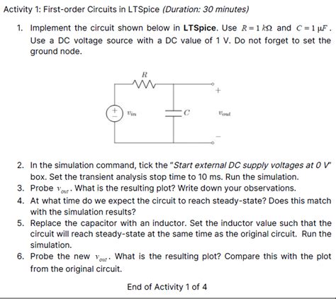 solved activity 1 first order circuits in ltspice