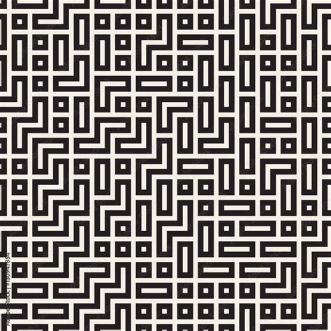 Irregular Maze Lines Vector Seamless Black And White Pattern Stock Vector Adobe Stock