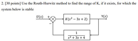 Solved 2 30 Points Use The Routh Hurwitz Method To Find