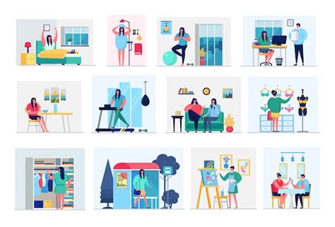 Routine Quotidienne De La Femme Dans Le Jeu Dillustration De La Vie