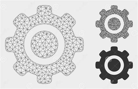 Gear Vector Mesh Carcass Model And Triangle Mosaic Icon Stock Vector Illustration Of Carcass