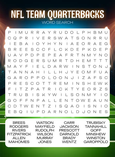 NFL Football Team Word Search 14 Free PDF Printables Printablee