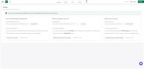 how to open the quiz in a popup lantern documentation