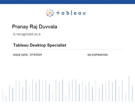 Tableau Desktop Specialist Certificate Pdf