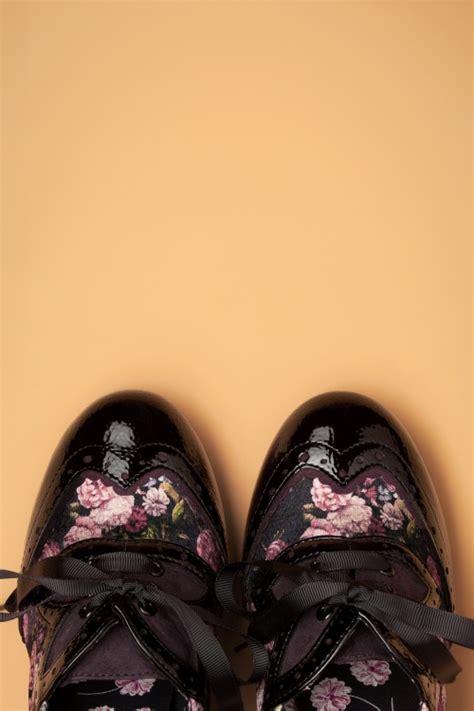 Ruby Shoo 40s Daisy Floral Booties In Black