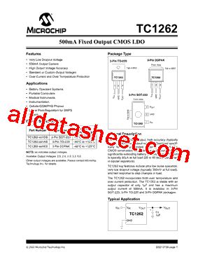 TC1262 3 3VDBTR Datasheet PDF Microchip Technology