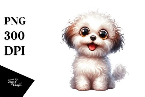 Enthusiastic Watercolor Bichpoo Clipart