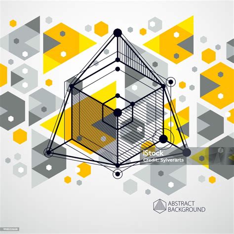 ベクトル ミニマルな幾何学的で抽象的な 3 D 黄色構成未来的なスタイルモダンな幾何学的構成はテンプレートとレイアウトとして使用できます