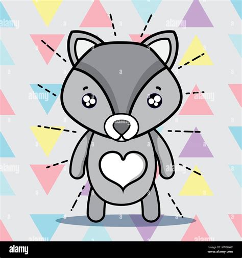 Loup Kawaii Cute Expression Design Vector Illustration Image Vectorielle Stock Alamy