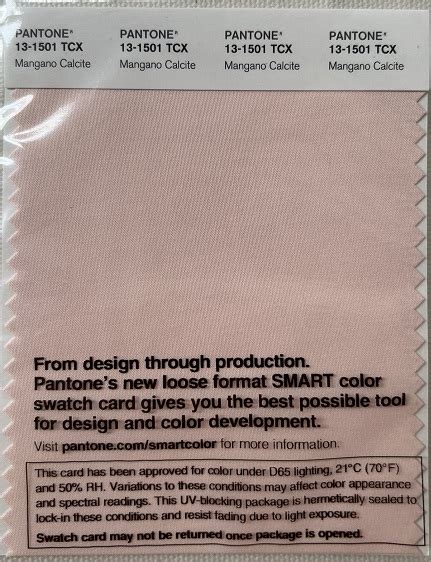 Pantone TCX Cotton Swatch Card 13 1501 TCX Mangano Calcite