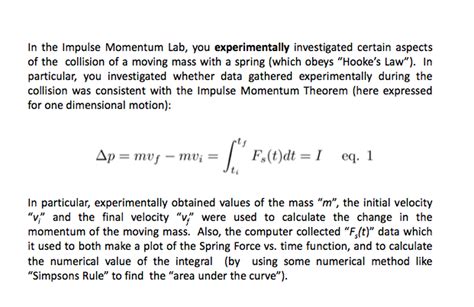 Solved In The Impulse Momentum Lab You Experimentally Chegg