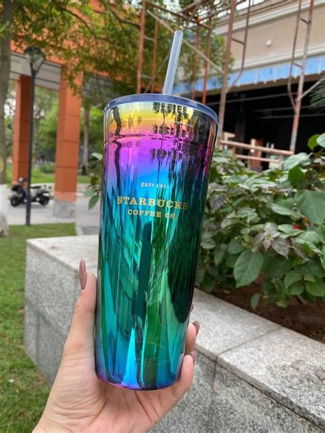 Starbucks 2020 China Magic Purple Oil Slick 20oz Glass Straw Cup Tumbl