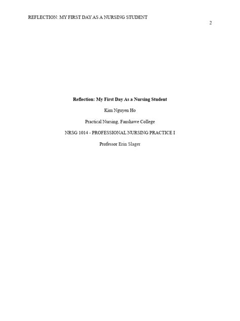 Reflection 1 Professional Nursing Pdf Nursing
