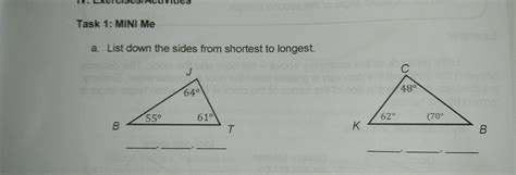 Solved Task 1 Mini Me A List Down The Sides From Shortest To Longest