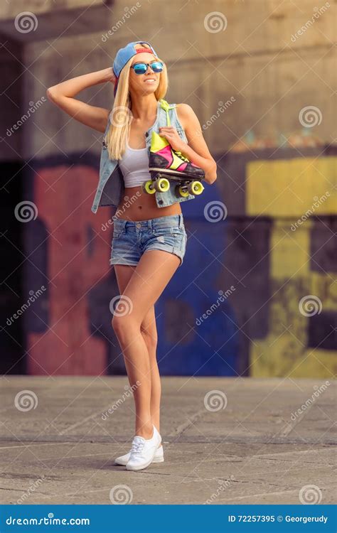 Beautiful Roller Skater Girl Stock Image Image Of Hipster Outside