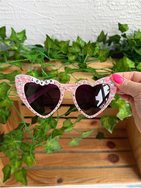 Lover Inspired Sunglasses Pink Bedazzled Lover Swiftie Sunglasses