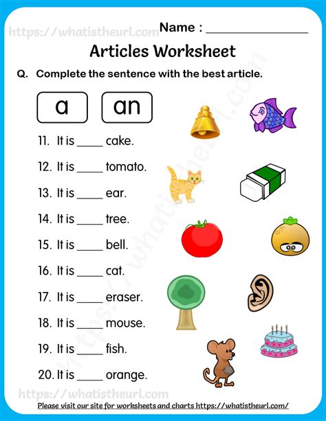 Articles Worksheet For Grade 2 With Answers Pdf