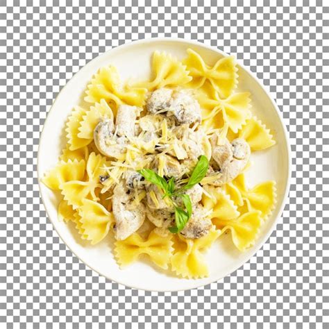 Assiette De Pâtes Aux Champignons Sur Fond Transparent PSD Premium