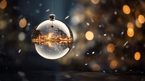 Premium Photo Levitating Sphere Reflects Winter Celebration With Shiny