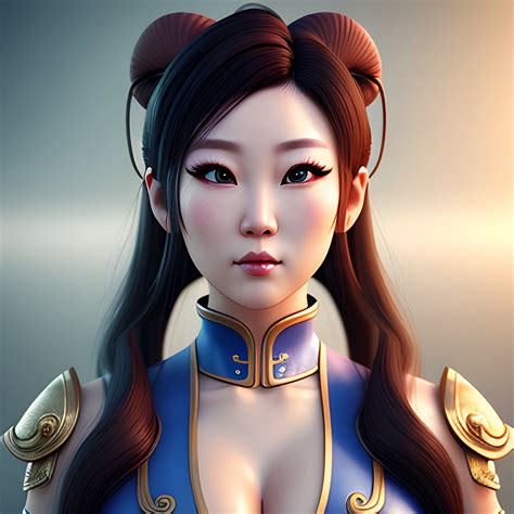 3d Hd Chun Li Soft Feature Ethereal Face Soft Makeup Long Curly