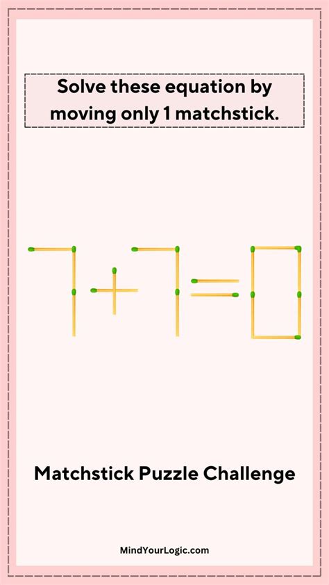 Move 1 Matchstick To Correct The Equation