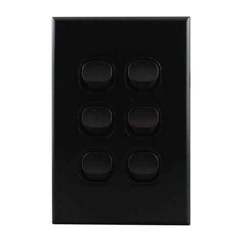 Light Switch 6 Gang Matte Black Vertical Ls106vmb L