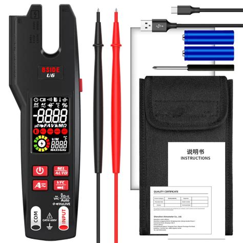 BSIDE U6 LCD Display Multimeter 9999 Count Ture RMS Auto Range 200A Digital Fork Clamp Meters AC