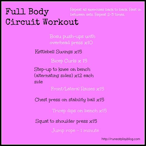 Full Body Circuit Workout Heath And Fitness Fun Workouts