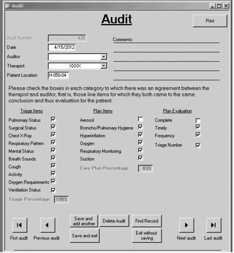 Patient Chart Audit Form Ponasa