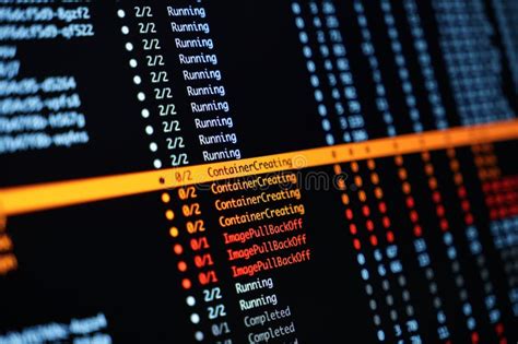 colorful terminal output showing kubernetes container statuses