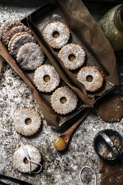 Ginger Linzer Cookies With Butter Caramel