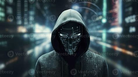 ai generated binary intrigue anonymous robotic hacker concept of