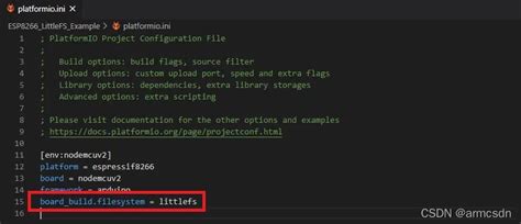 esp8266 nodemcu with vs code and platformio：上传文件到文件系统（littlefs） pio