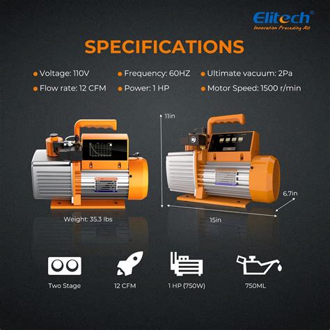Buy Elitech 12 Cfm Vacuum Pump Intelligent Hvac Vacuum Pump 2 Stage App Control Touch Screen
