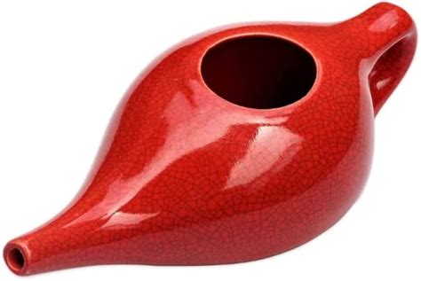 Handcrafted Red Yoga Neti Pot For Nasal Cleansing And Sinus Ayurvedic