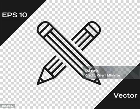 투명 한 배경에 격리 된 회색 교차 연필 아이콘입니다 교육 표지판 그리기 및 교육 도구 학교 사무실 기호입니다 벡터 일러스트레이션 개념에 대한 스톡 벡터 아트 및 기타
