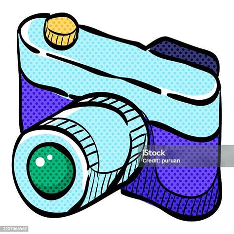 거리 측정기 카메라 하프 톤 아이콘 손으로 그린 색상 벡터 일러스트 레이 션 겉창에 대한 스톡 벡터 아트 및 기타 이미지