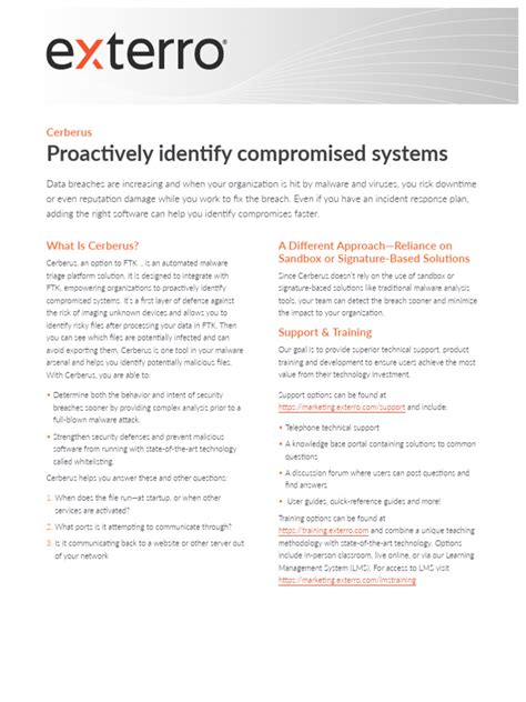 Exterro Cerberus Data Sheet Pdf Malware Secure Communication
