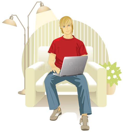 Llustration Of A Man Masturbate While Watching On The Laptop Stock Vector Illustration Of