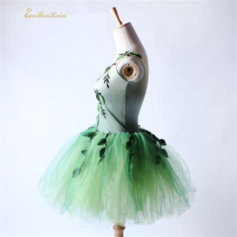Girls Classical Ballerina Long Tutu Green Leaves B Vicedeal