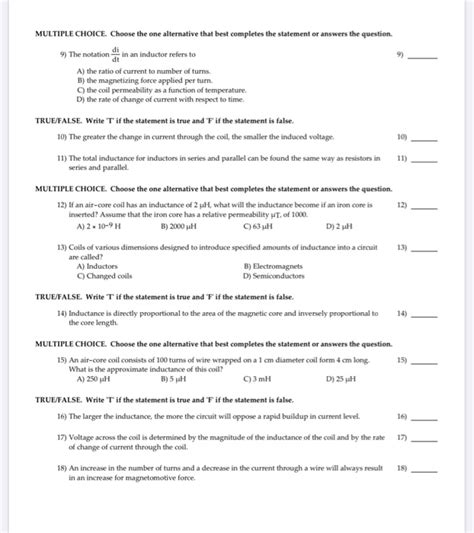 Solved Multiple Choice Choose The One Alternative That Best