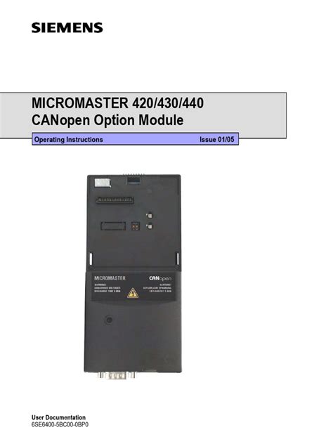 Micromaster Canopen Option Module Operating Instructions Pdf Computer Engineering Computer