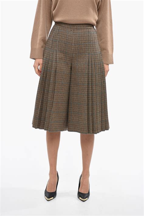 Celine Pleated Houndstooth Gaucho Pants Women Glamood Outlet