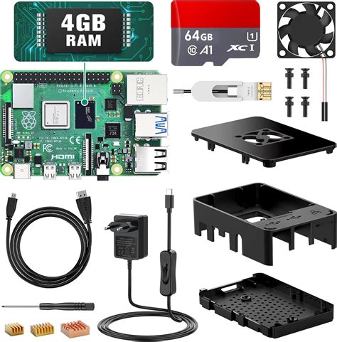 raspberry pi 4 model b beumons 4g ram 64g memory card starter kit