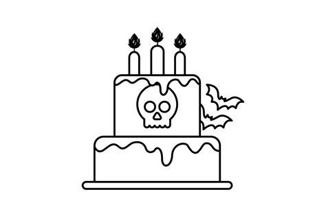 Halloween Icon Birthday Cake Outline Graphic By Cfnyarocketone