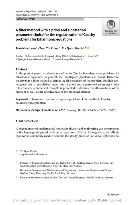 A Filter Method With A Priori And A Posteriori Parameter Choice For The Regularization Of Cauchy