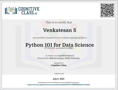 Venkatesan Sekar On Linkedin Cognitiveclass Ibm Python Ai