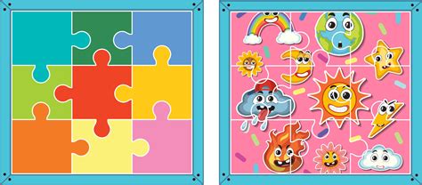 Jigsaw Puzzle Game Template 11279342 Vector Art At Vecteezy